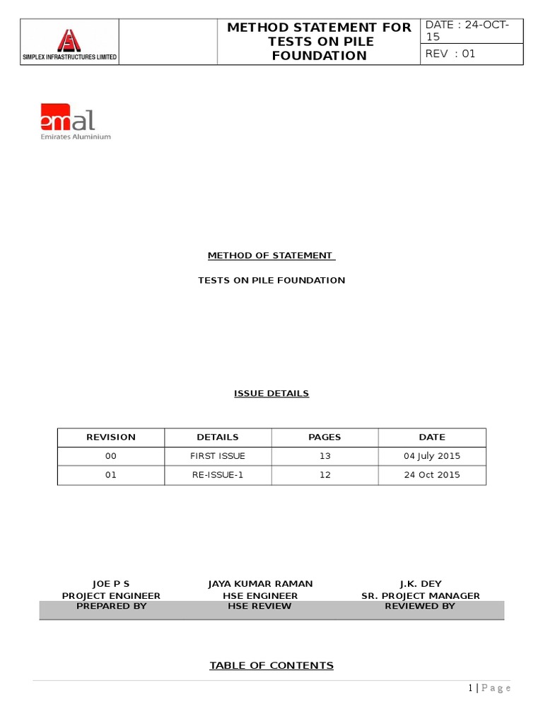 Methodology for Conducting Various Tests on Pile Foundations to ...