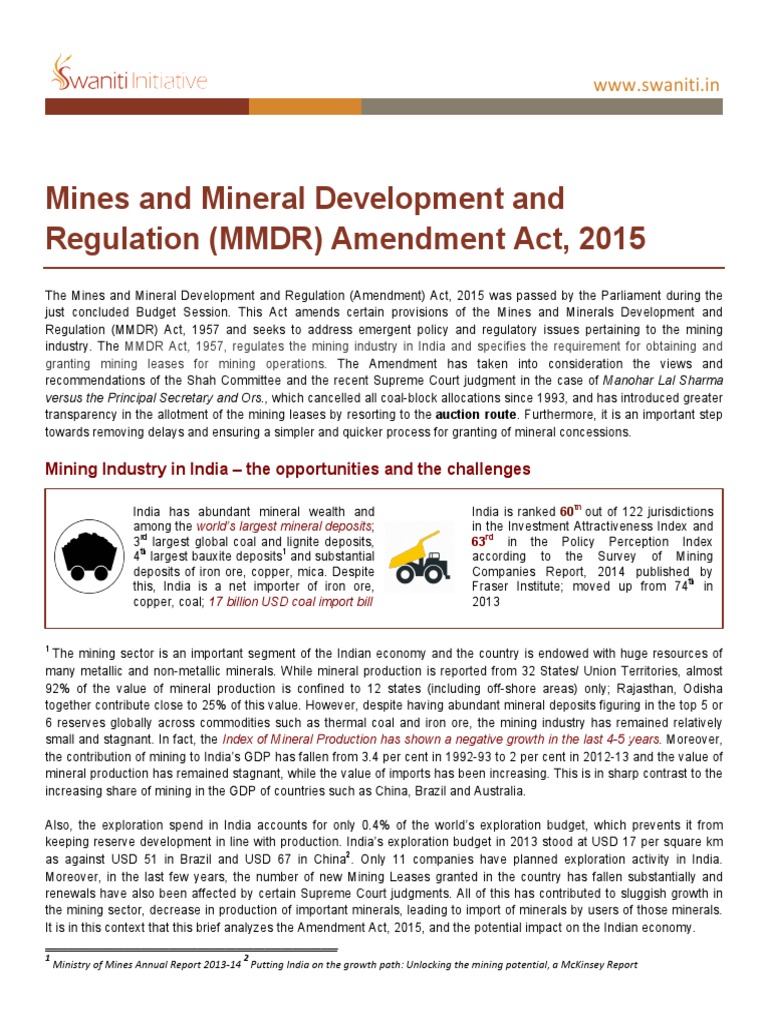 Analysis of MMDR Amendment Act | PDF | Mining | Economic Growth