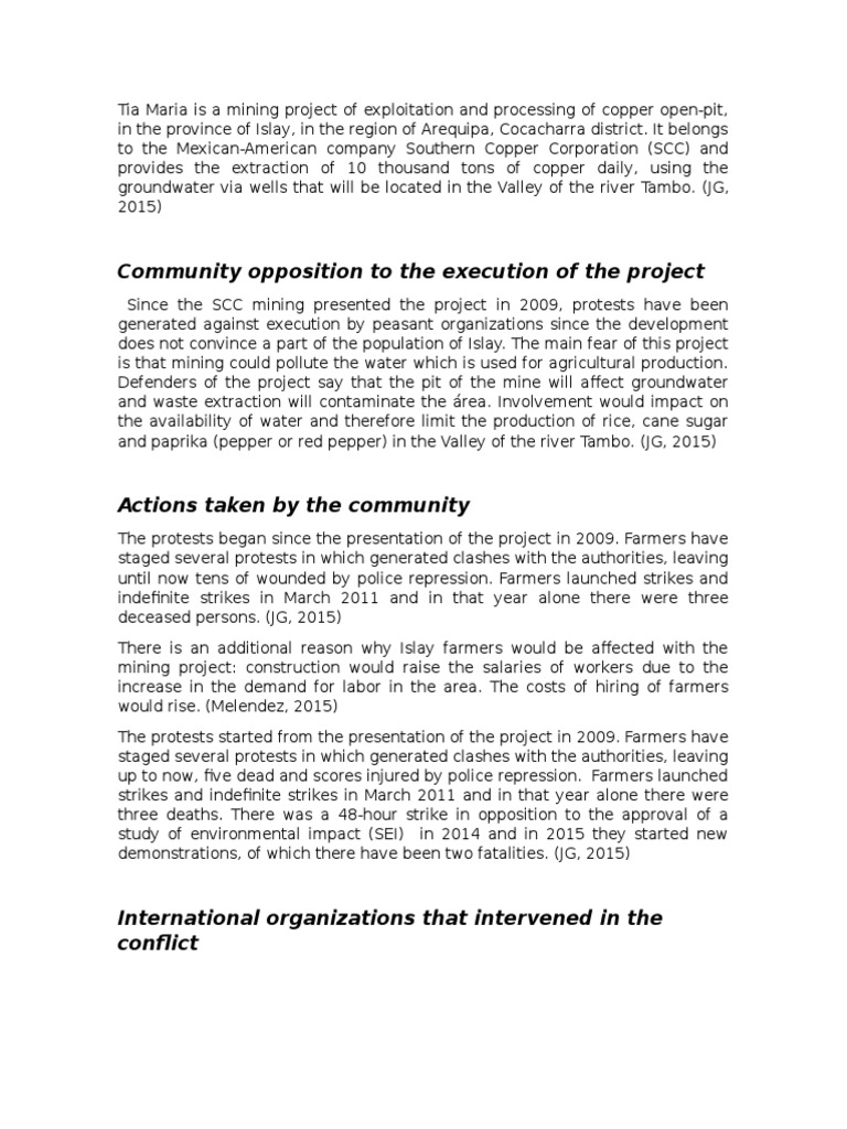 Community Opposition To The Execution of The Project | PDF ...