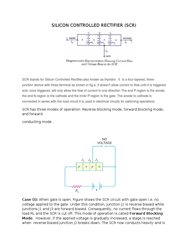 Silicon Controlled Rectifier (SCR) : Case (I) : When Gate Is Open ...