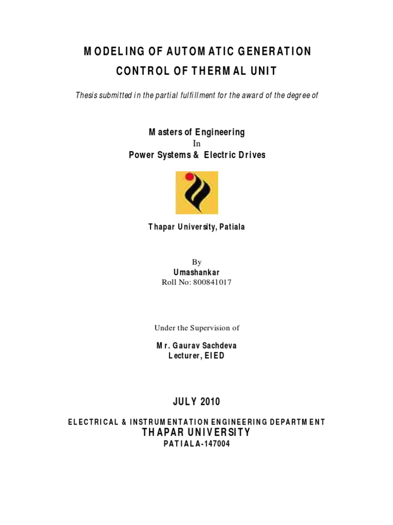 Automatic Generation Control PDF | PDF | Electric Power System ...