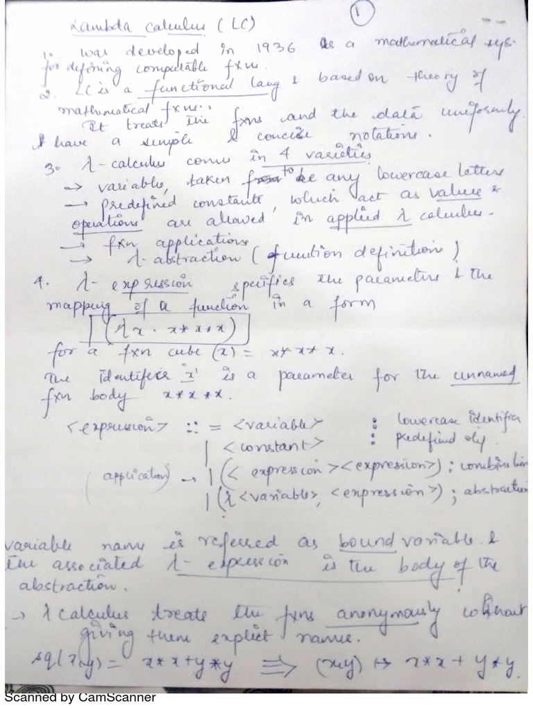 Lambda Calculus Handwritten Notes | PDF