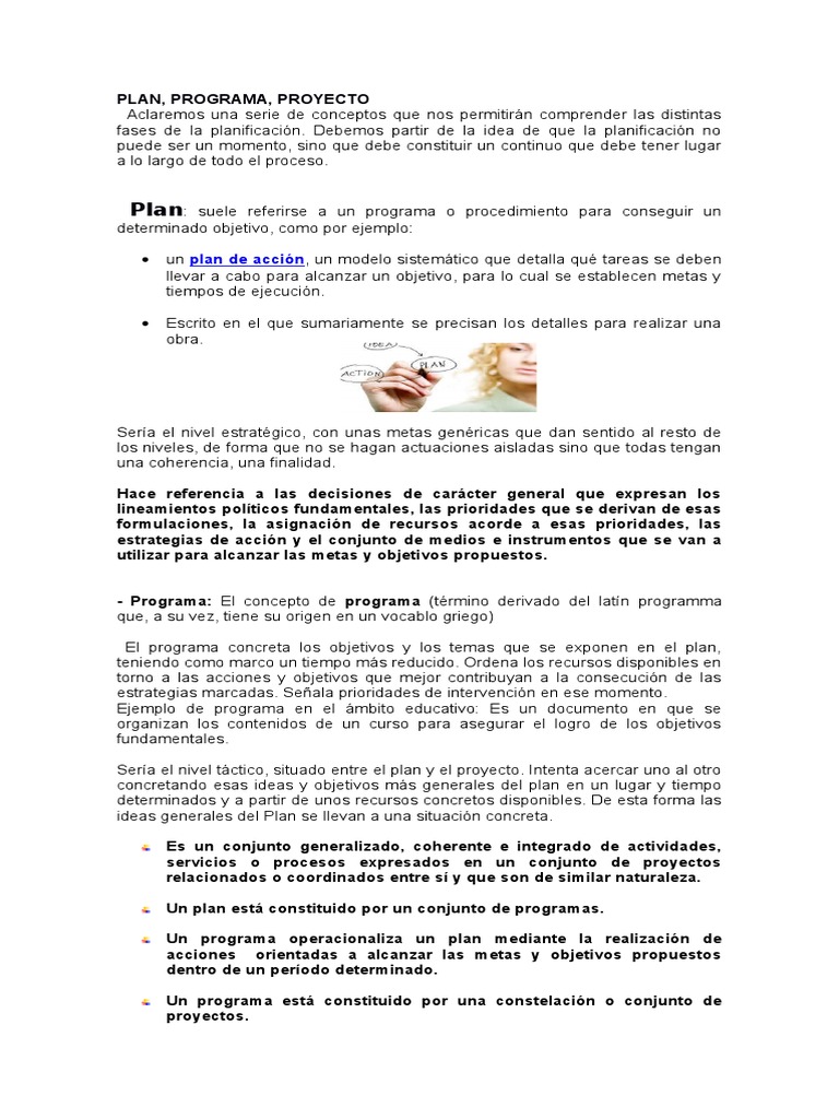 PLAN, Programa Proyecto | PDF | Planificación | Ciencia cognitiva