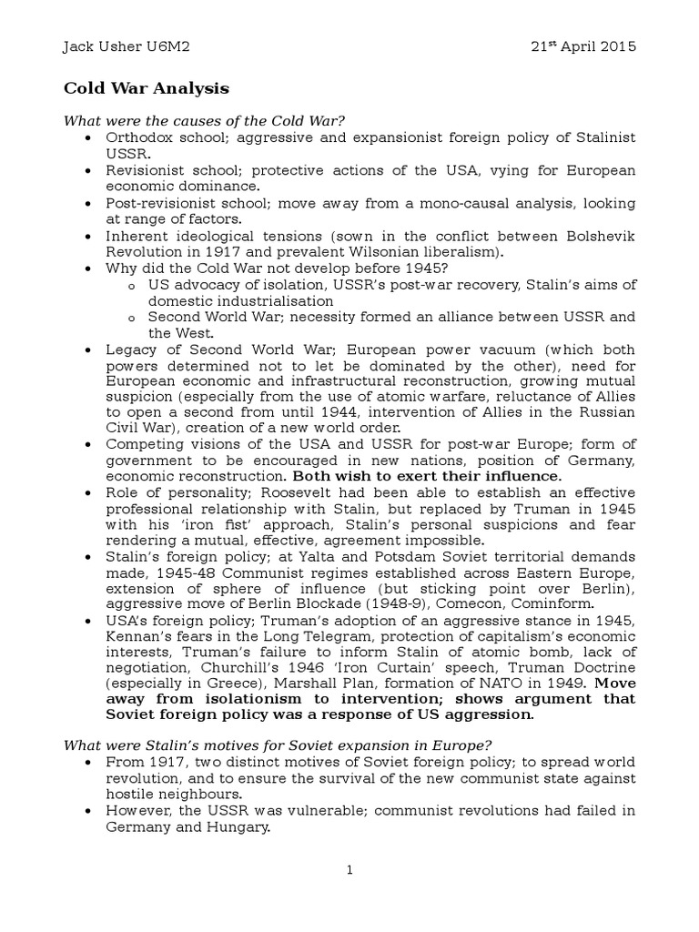 Cold War Analysis | PDF | Cold War | Mikhail Gorbachev