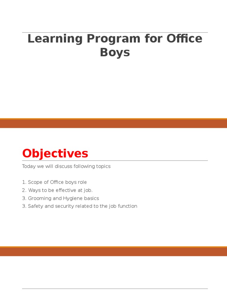 Office Boys Training | PDF | Hygiene | Wellness