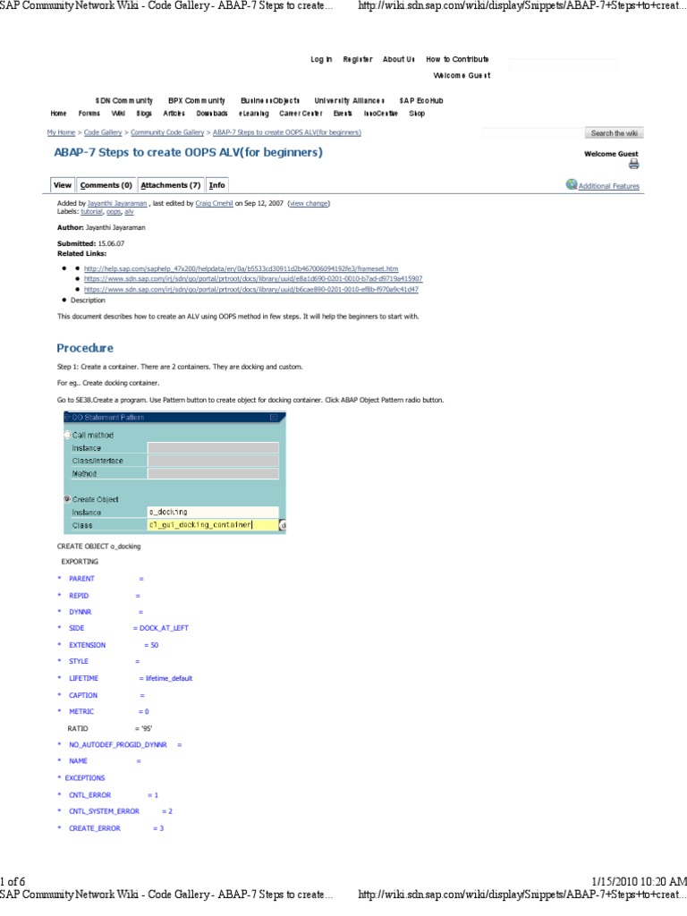 ABAP-7 Steps To Create OOPS ALV | PDF | Software Engineering | Areas Of Computer Science