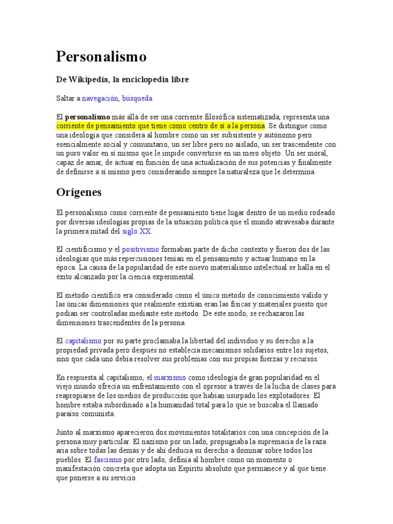 Personalismo | PDF | Immanuel Kant | Existencialismo
