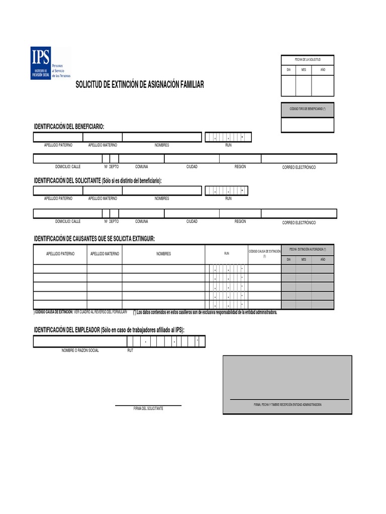 Extinción Asignación Cargas Familiares IPS | PDF | Pensión | Instituciones sociales