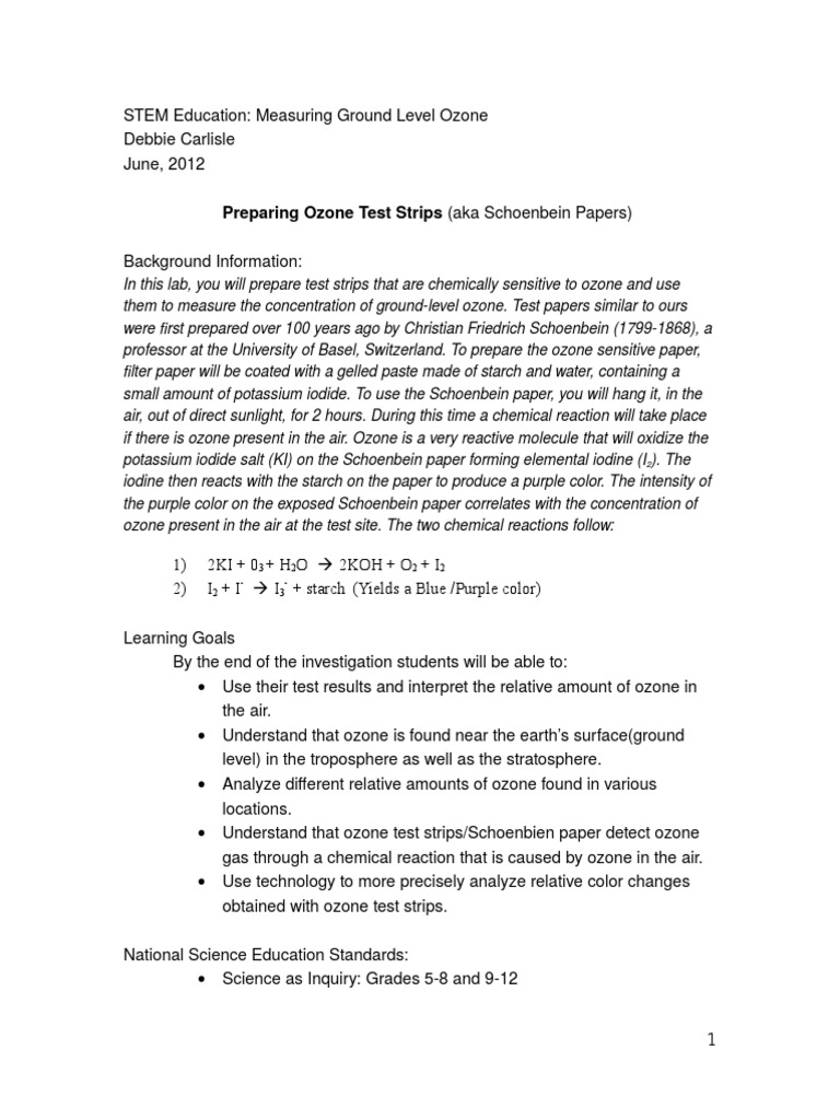 Preparing Ozone Test Strips (Aka Schoenbein Papers) | PDF | Ozone | Starch