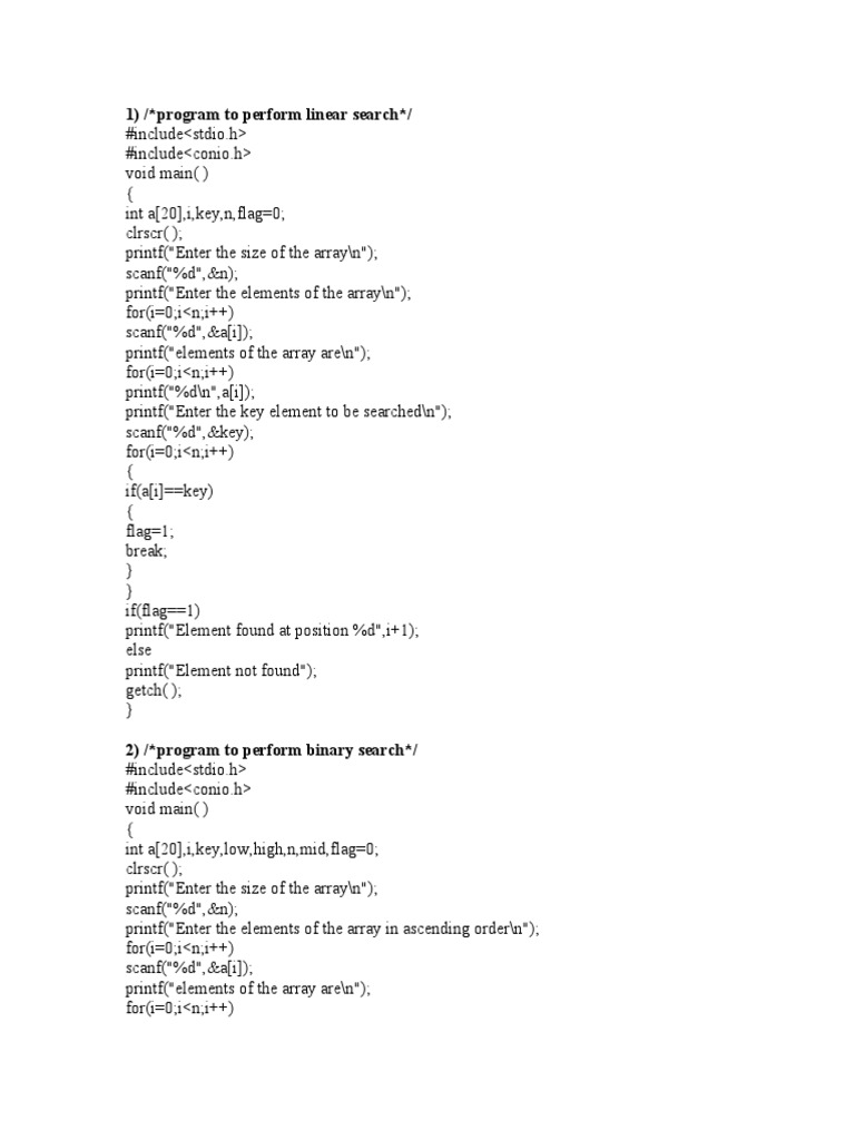 1) / Program To Perform Linear Search | PDF | Array Data Structure | Software Engineering