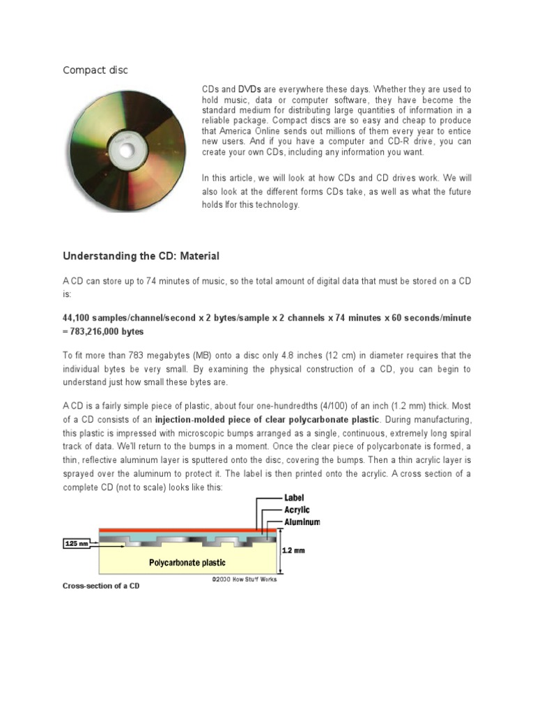 Understanding The CD: Material: Compact Disc | PDF | Digital Audio ...