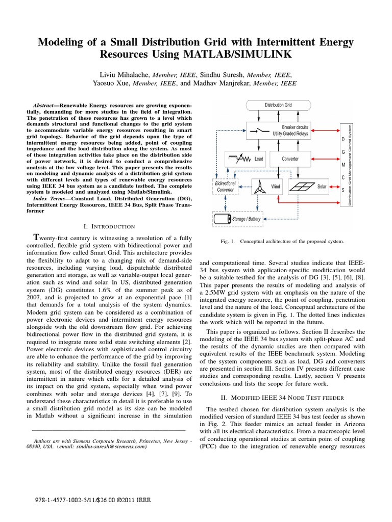 Ieee 34 Bus Intermittent Sources Pdf Pdf Power Inverter