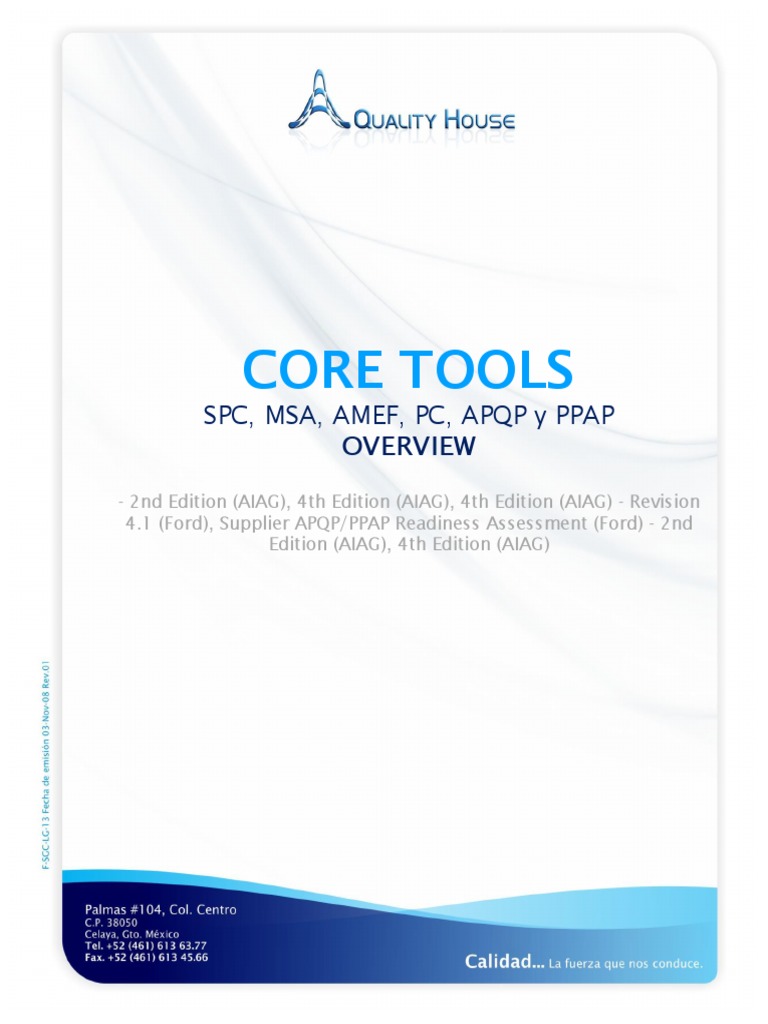 Core Tools Temario | PDF | Calidad (comercial) | Planificación