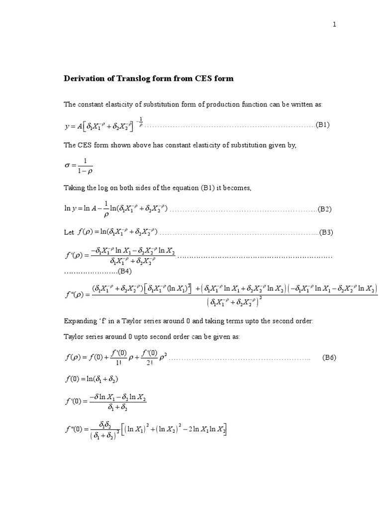 Translog Production Function | PDF | Economics | Mathematical Objects
