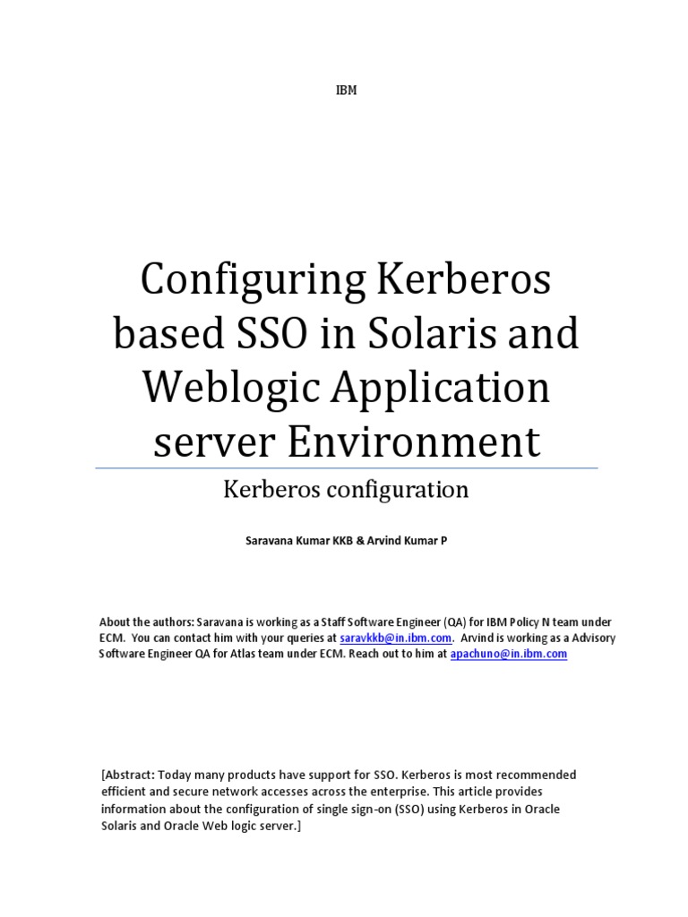 Configuring Kerberos Based SSO in Solaris and Weblogic | PDF | Active Directory | Internet Explorer