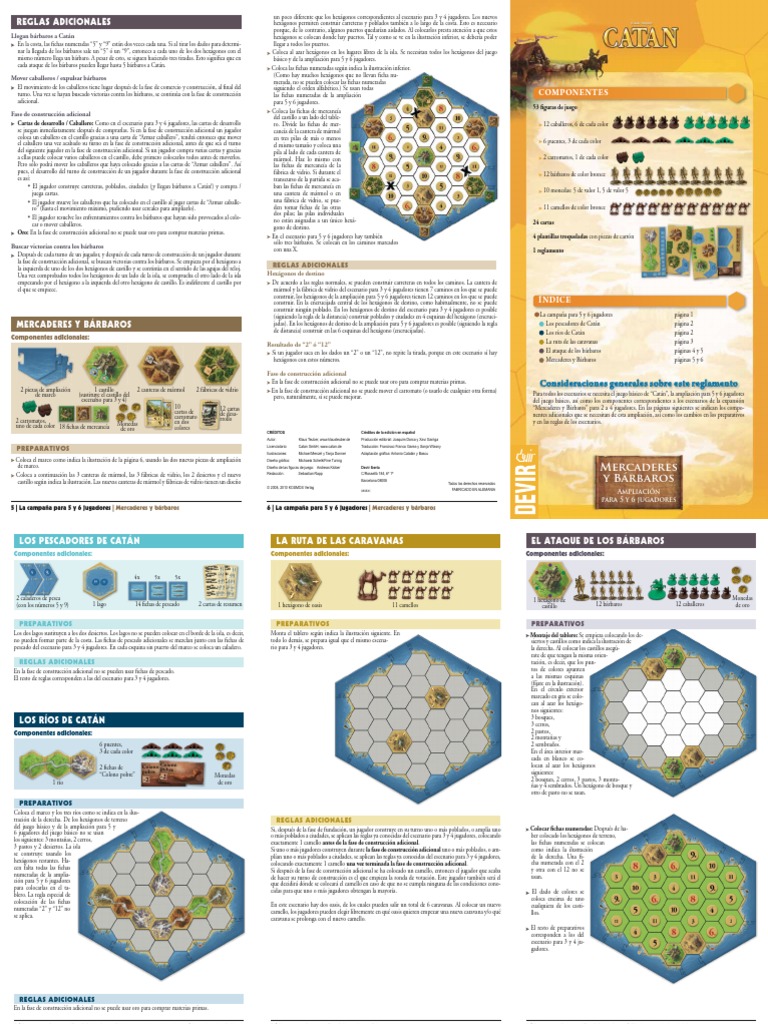 Catan Mercaderes y Barbaros Expansion 5 y 6 Jugadores Reglas | PDF | Ocio
