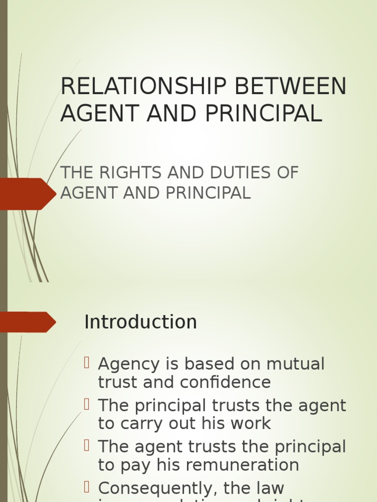 Rights and Duties in Agent-Principal Relations | PDF | Law Of Agency ...