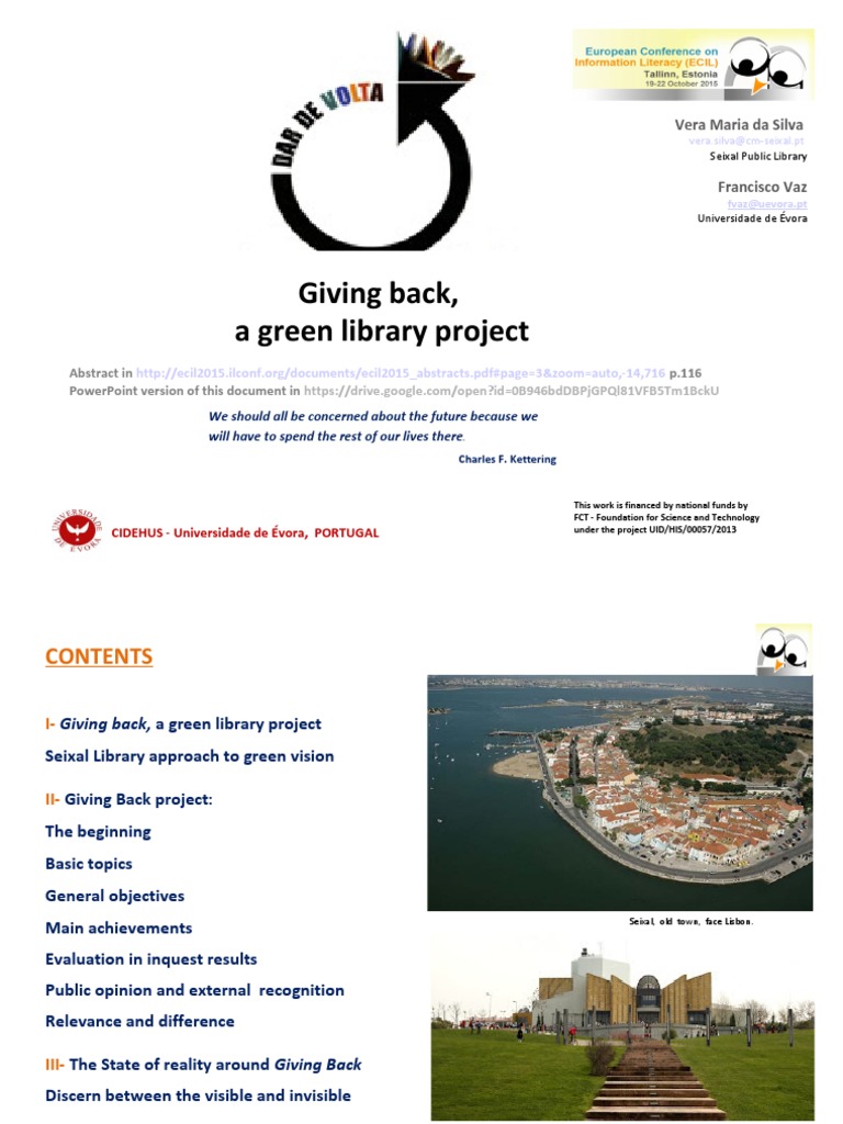 Giving Back, A Green Library Project | PDF | Information Literacy ...