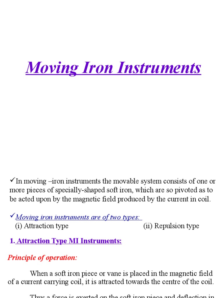 Moving Iron Instruments Overview | PDF | Magnetic Field | Force