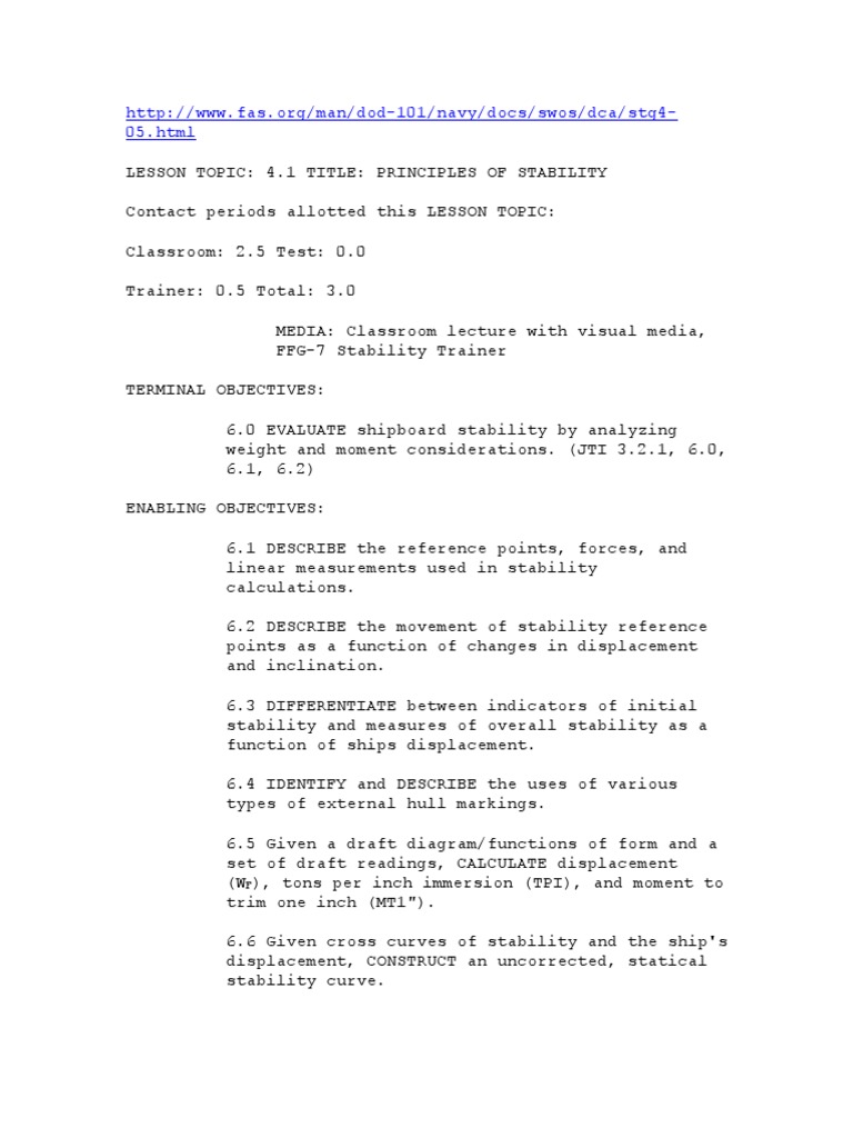 1.principle of Stability | PDF | Buoyancy | Ships
