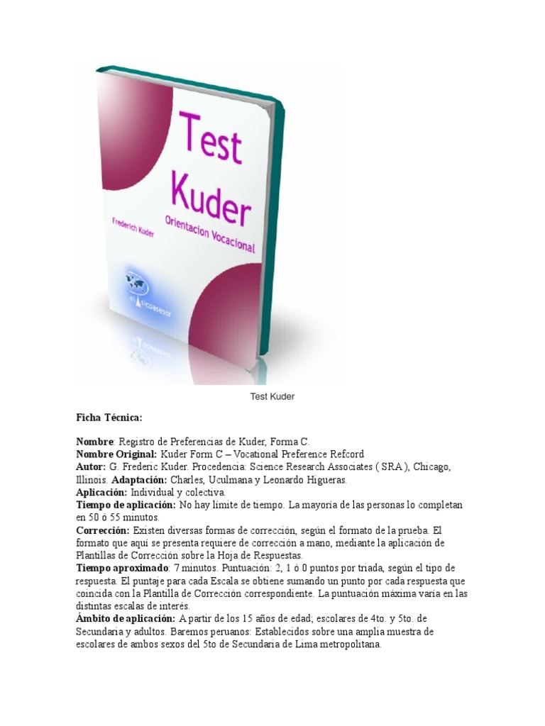 Test Kuder | PDF | Ingeniería | Science
