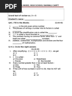 Cbse Class 1 Maths Question Paper FA 1 | PDF