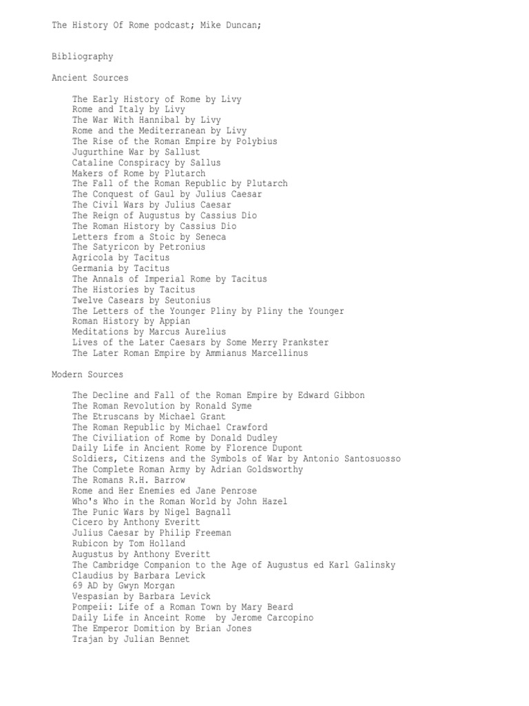 Bibliography of Roman History Sources | PDF | Tacitus | Ancient Rome