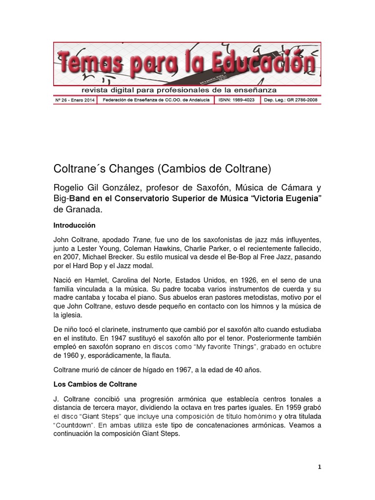 Coltrane Changes | PDF | Composiciones Musicales | Elementos de la música