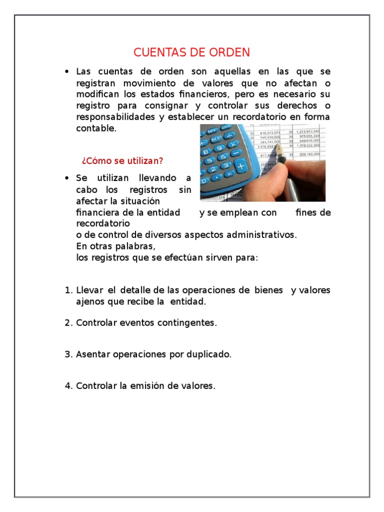 Cuentas de Orden | PDF | Contabilidad | Ciencias económicas