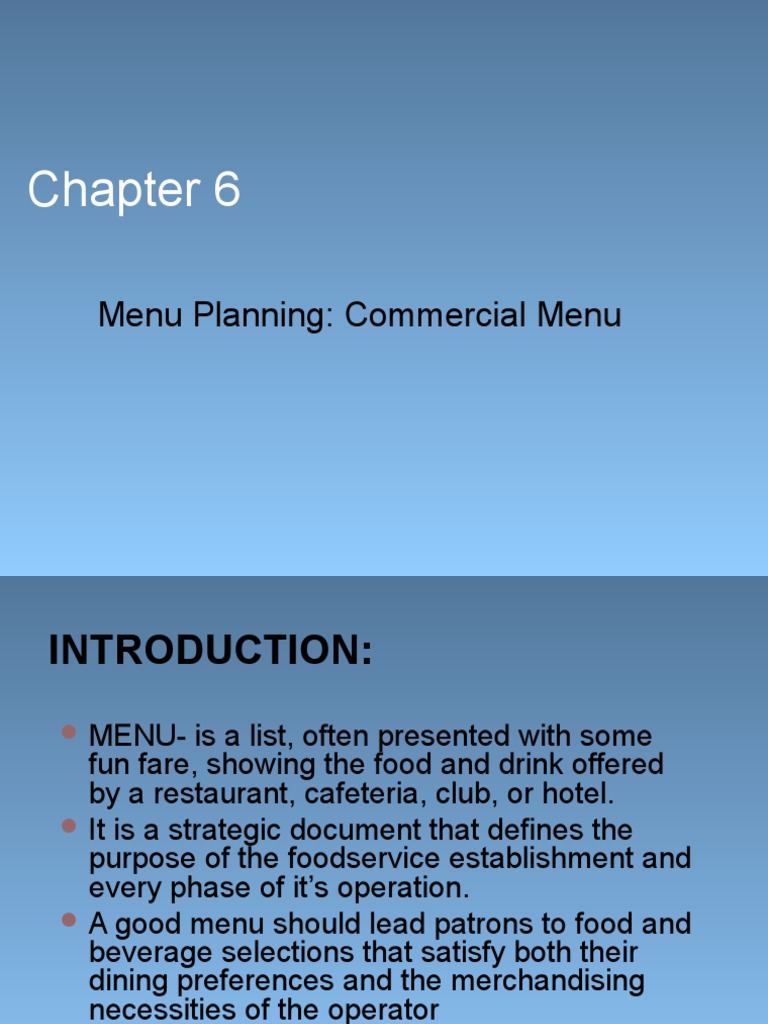 Menu Planning PPT by Jodz | PDF | Menu | Forecasting