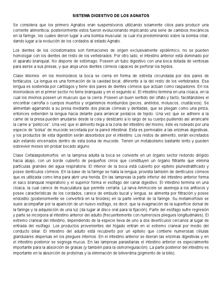 Sistema Digestivo de Mixinoideos | PDF | Sistema digestivo humano | Bilis