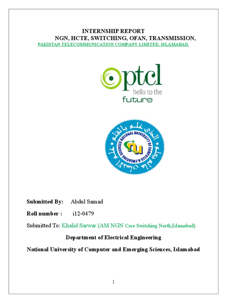 PTCL Internship Report: Telecom Insights | PDF | Optical Fiber | Computer Network
