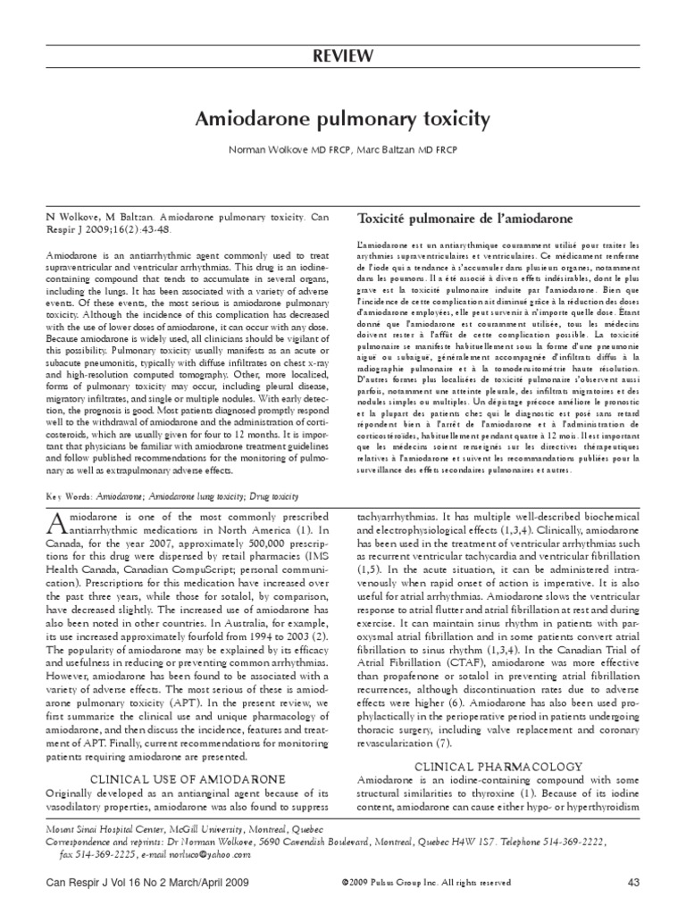 Amiodarone Pulmonary Toxicity | PDF | Poumon | Spécialités médicales