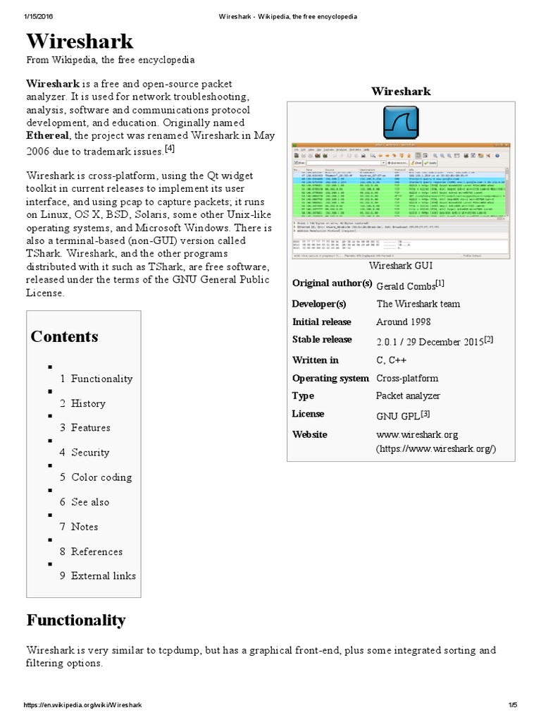 Wireshark - Wikipedia, The Free Encyclopedia | PDF | System Software | Telecommunications