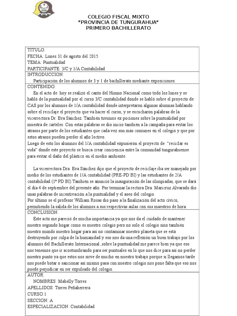 Ensayo Informativo 31 de Agosto | Escuelas | Estudiantes