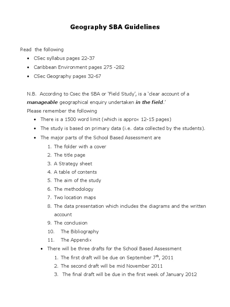 101 - Geography SBA Guidelines | PDF | Map | Learning