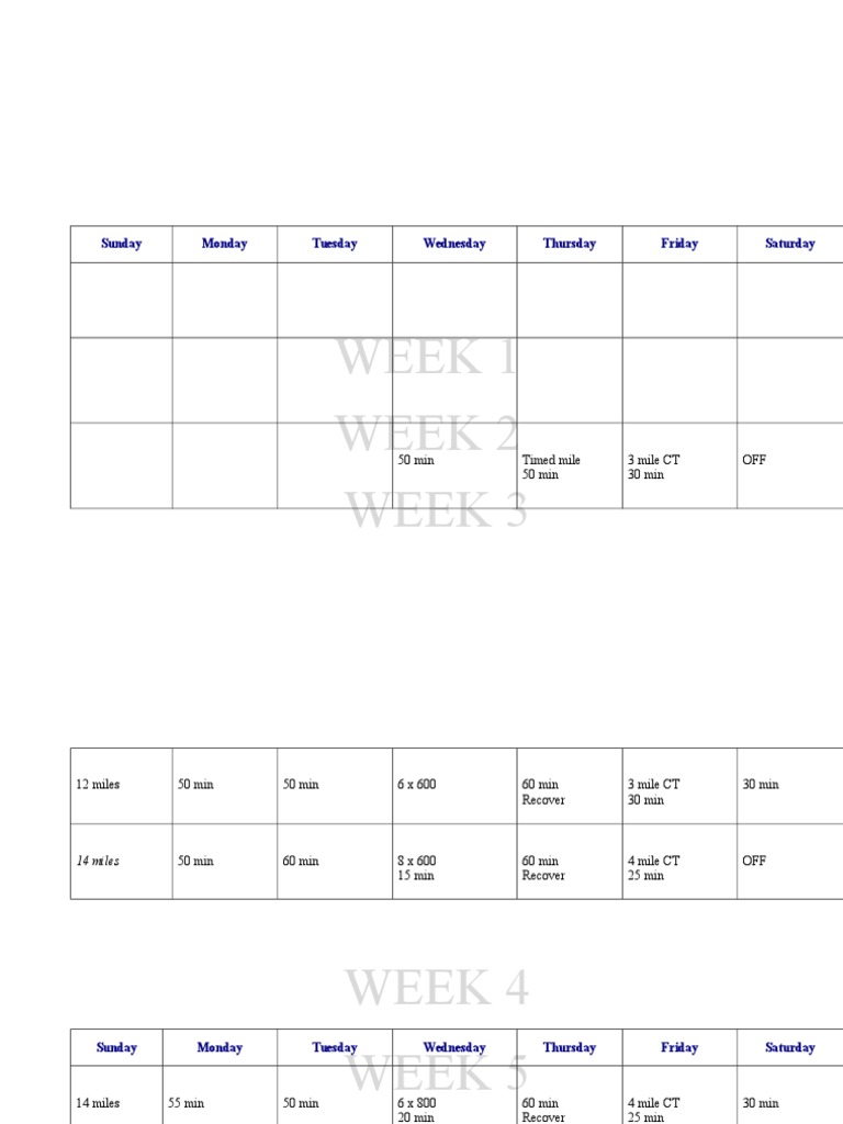 Marathon Training Schedule | PDF