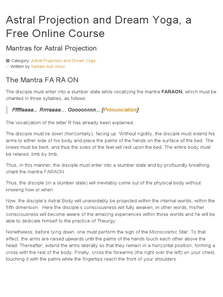 Mantras for Astral Projection Guide | PDF | Astral Projection ...