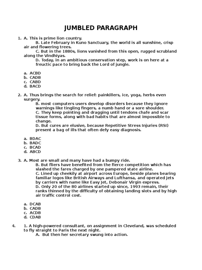 Jumbled Paragraph | Download Free PDF | System | Risk