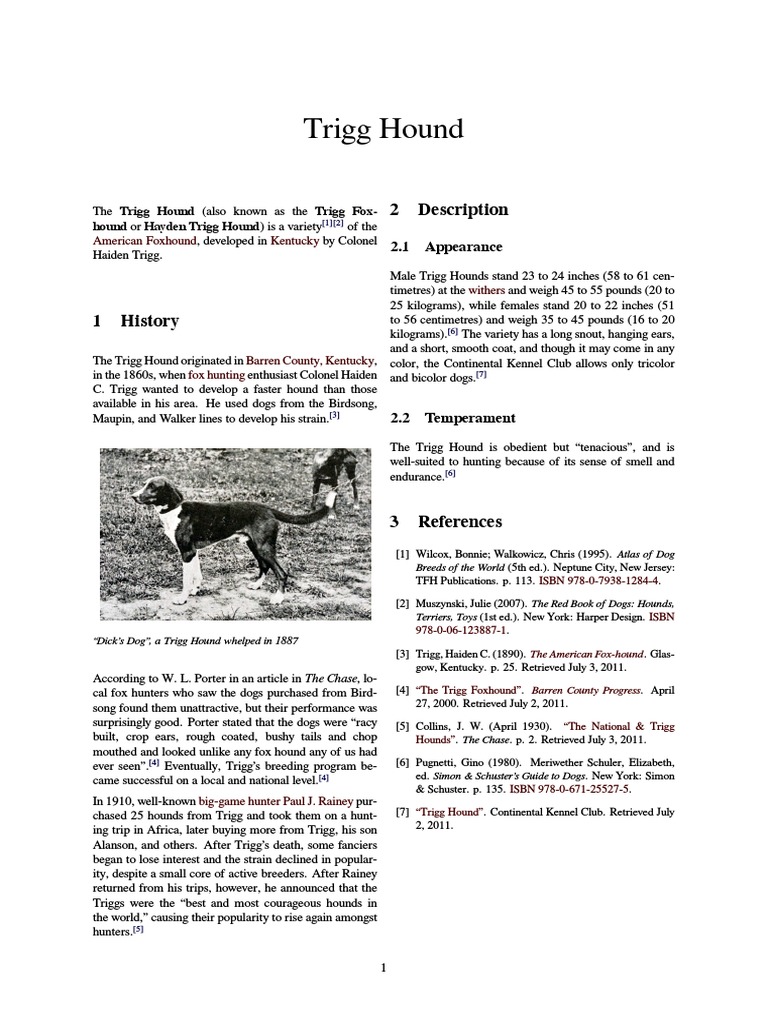 A History and Description of the Trigg Hound Breed | PDF | Mammals As ...