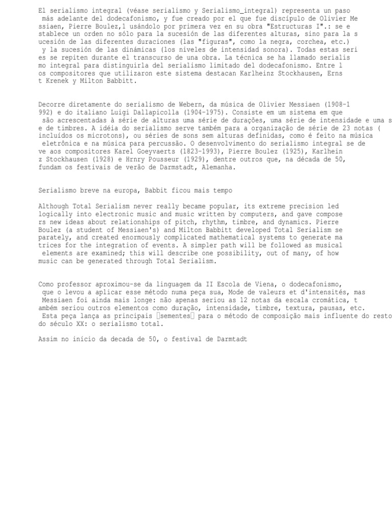 Serialismo Integral | PDF | Som | Teoria da Música
