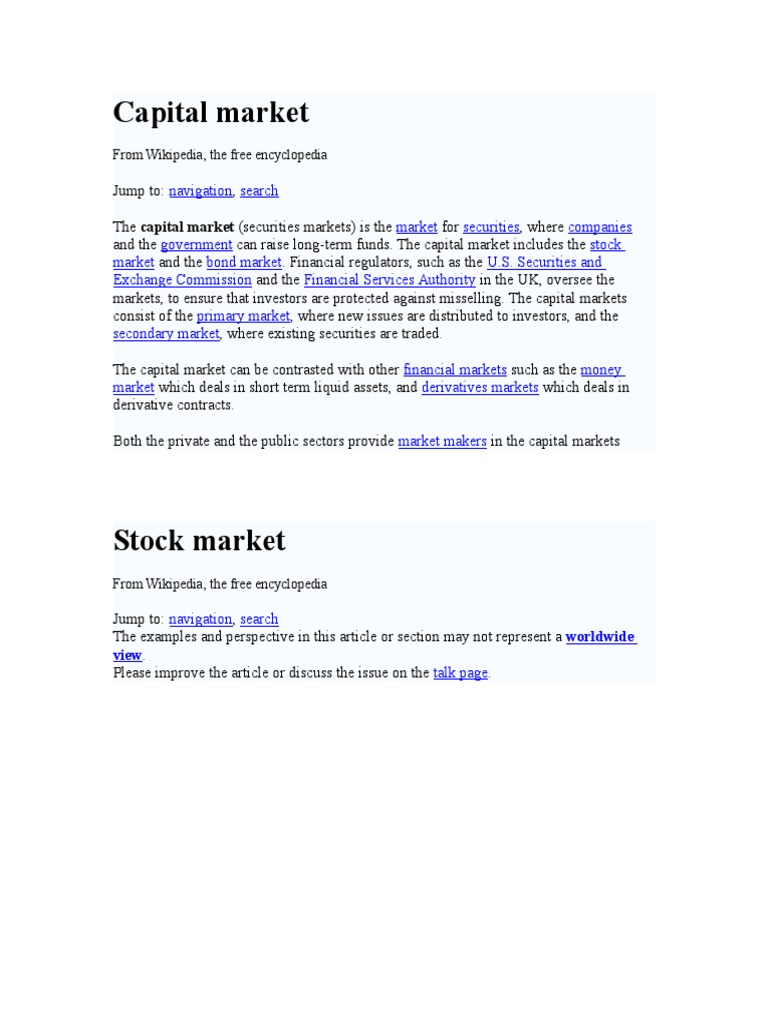 An Overview of Capital Markets and Stock Markets: Their Functions ...