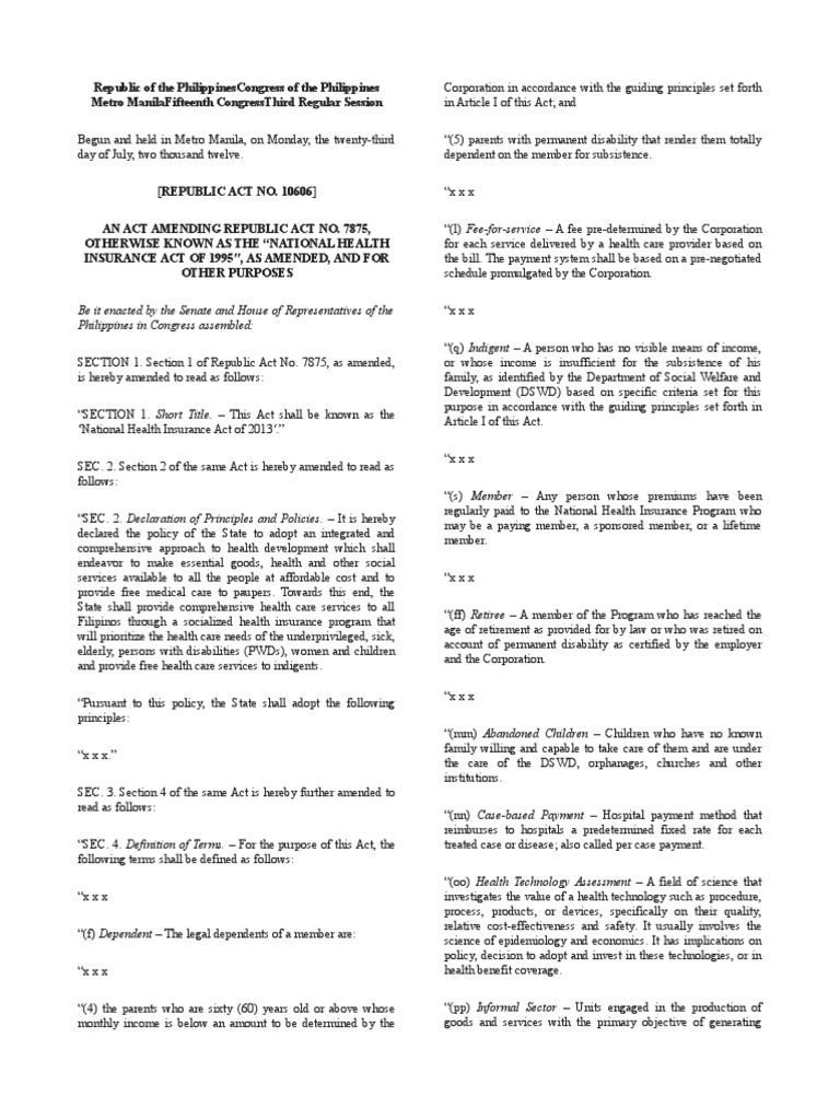 RA 10606-PhilHealth Law | PDF | Debt | Identity Document