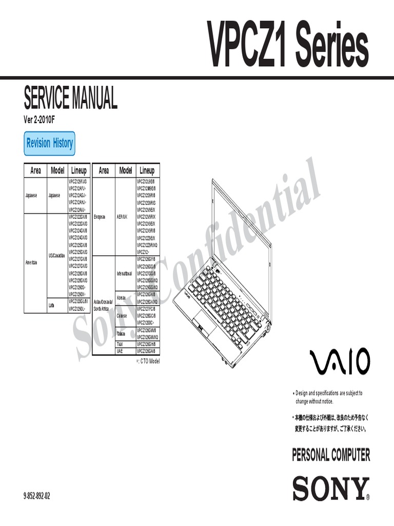 Sony Vaio VPCZ1 | PDF | Electrical Wiring | Advanced Micro Devices