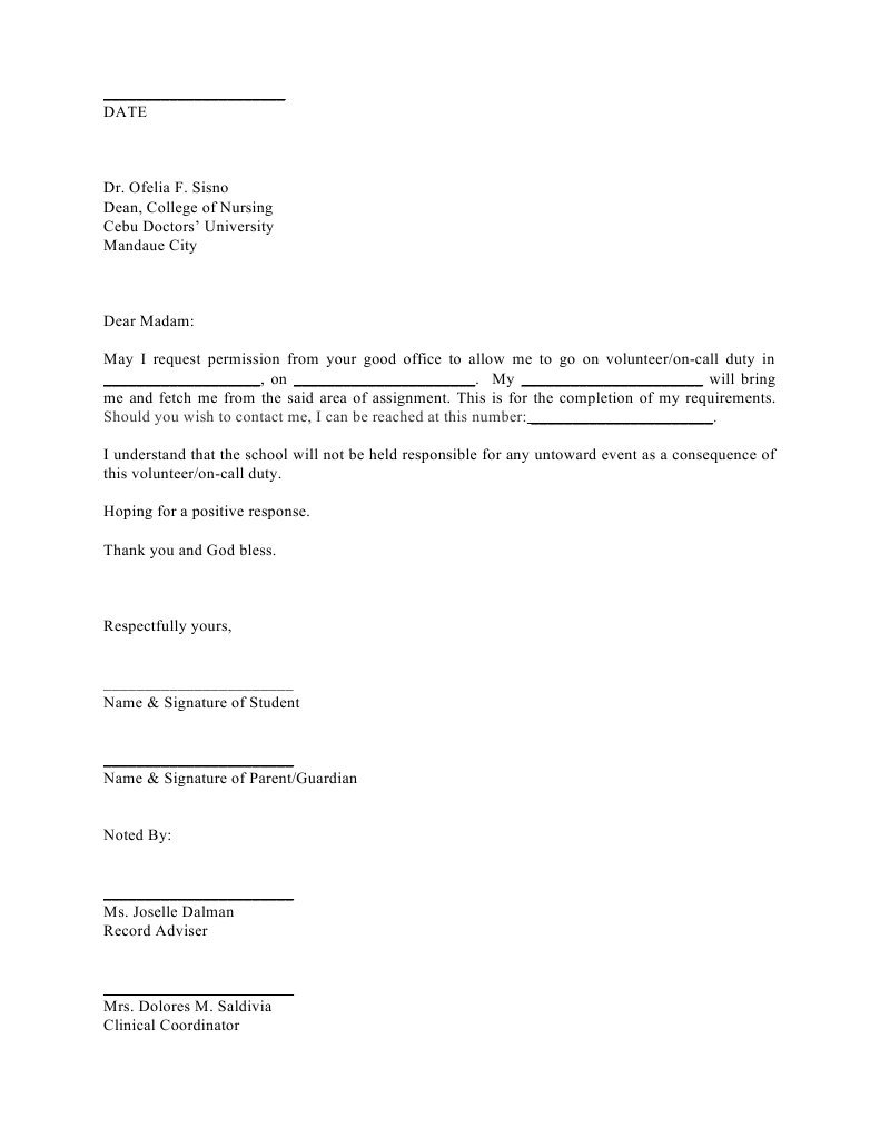 On Call Duty Letter - Revised