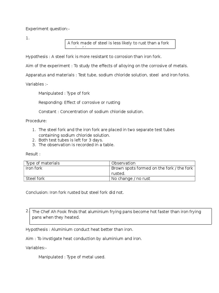 Example Experiment | PDF | Rust | Iron