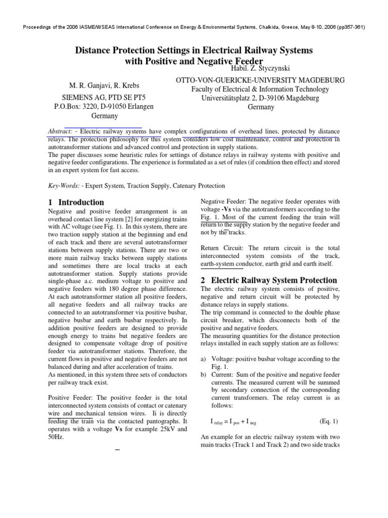 Distance Protection System in Railway | PDF | Voltage | Relay