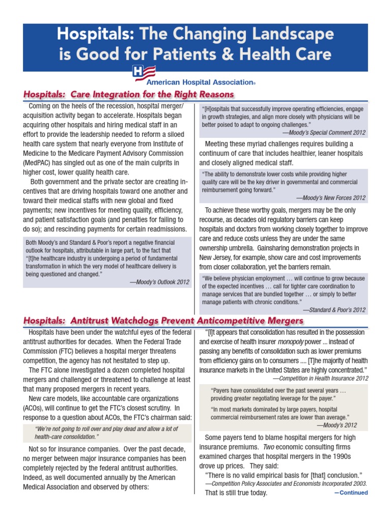 The Changing Landscape Is Good For Patients & Health Care: Hospitals ...
