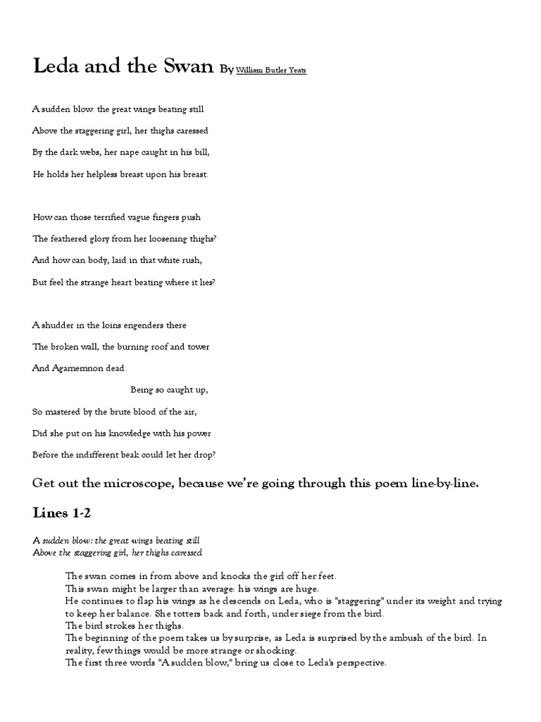 Leda and The Swan by William Butler Yeats | PDF | Helen Of Troy ...