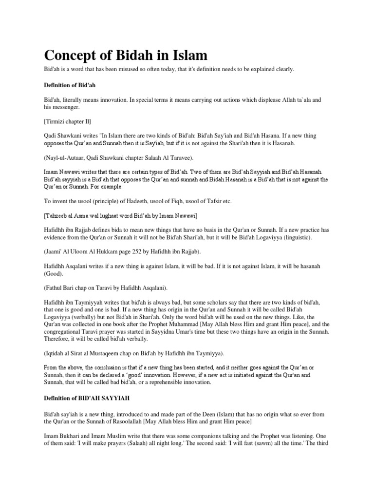 Concept of Bidah in Islam | PDF | Islamic Theology | Sharia